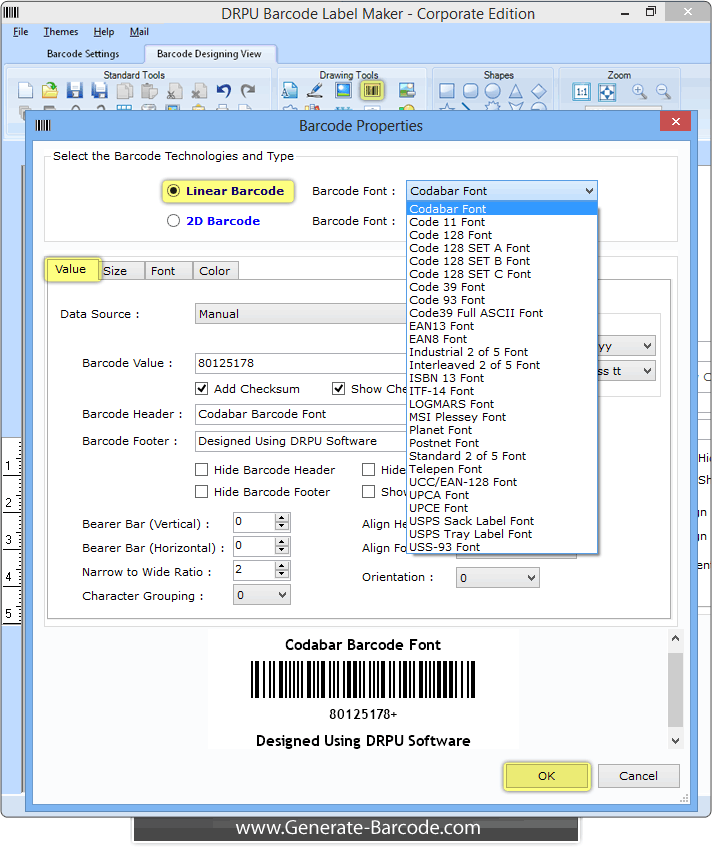 Codabar Barcode Generator Creates Labels Generate