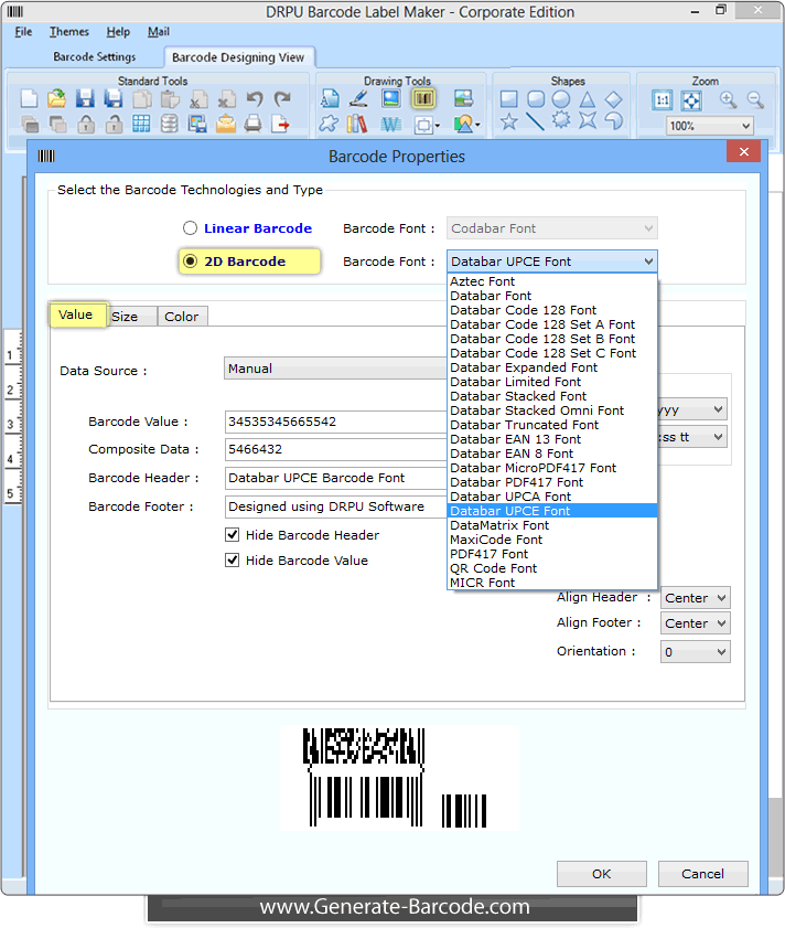 Databar Upce Linear Barcode Font Design And Print Generate