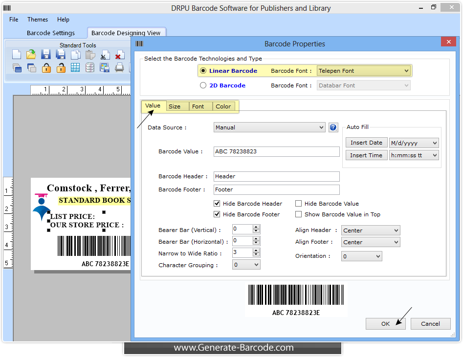 Publisher Library Barcode Software screenshots barcodes creator