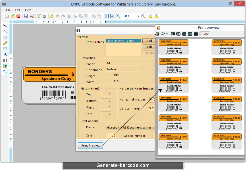 Publisher Library Barcode Software screenshots barcodes creator