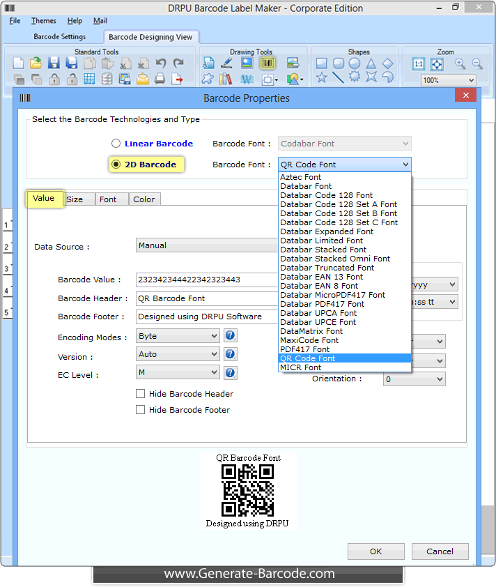Qr Code Font Designed By Generate Barcode Software Generate