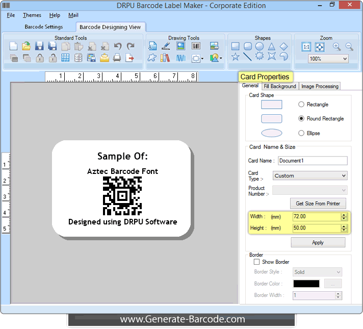 Design and print Aztec 2D barcode font – Generate-Barcode.com