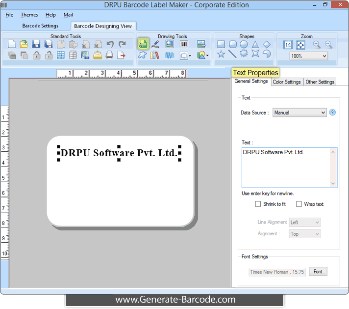 Barcode Designing View Working Procedure Generate
