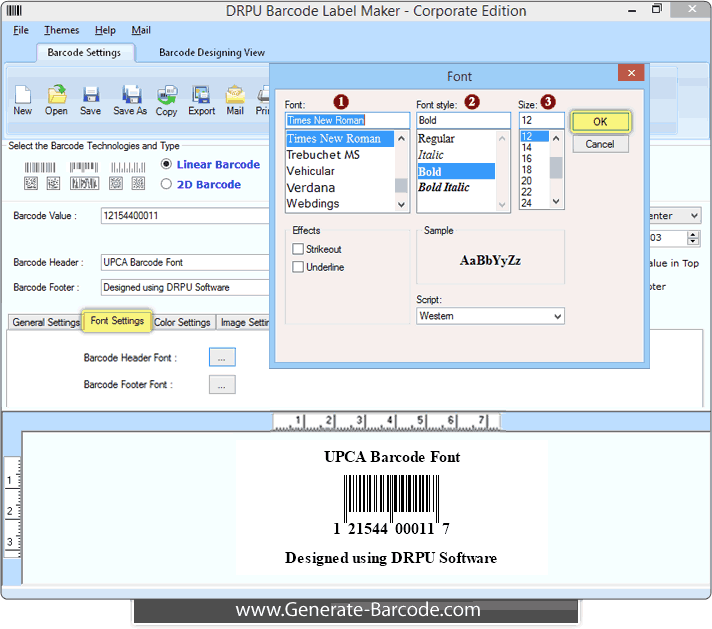Corporate Edition Barcode Maker Software barcode settings – Generate ...