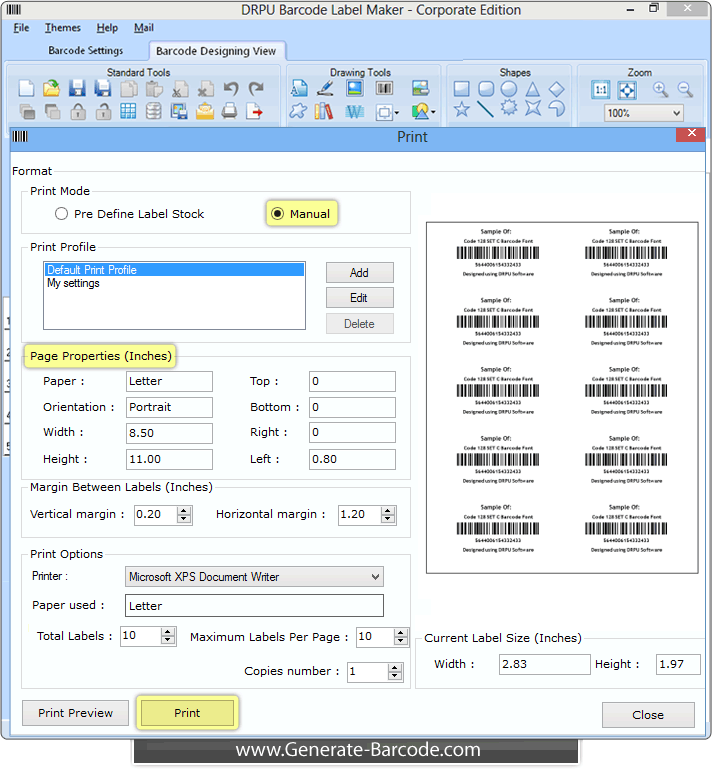 Design and print Code 128 SET C barcode linear font – Generate-Barcode.com