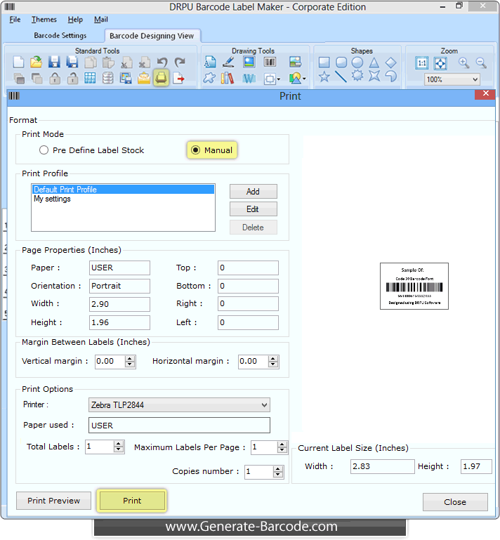 Code 39 barcode font designed by barcode software - Generate-Barcode.com