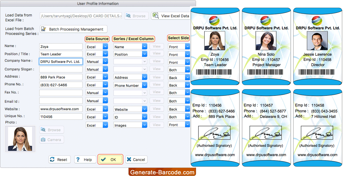Mac ID Cards Maker (Corporate Edition) Screenshots - Generate-Barcode.com