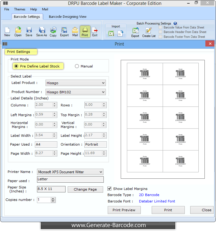 Screenshots of Corporate Barcode Software - Generate-Barcode.com
