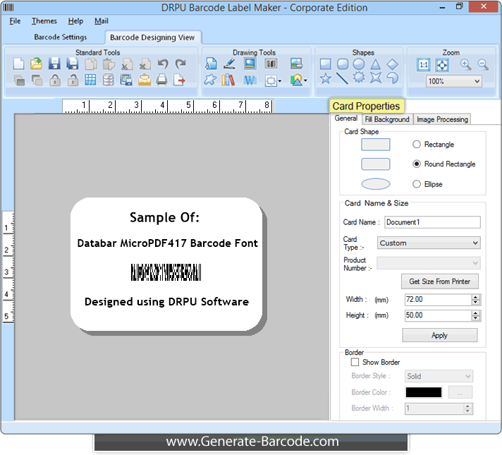 Print Created Databar Micropdf417 Barcode Font Generate