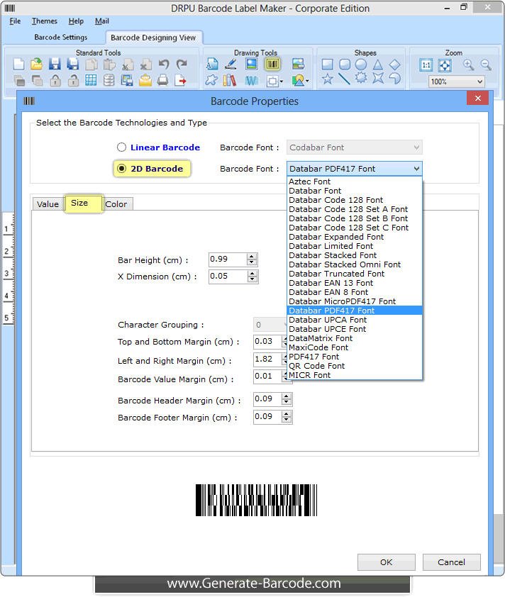 Generate And Print Databar Pdf417 Barcode Font Generate