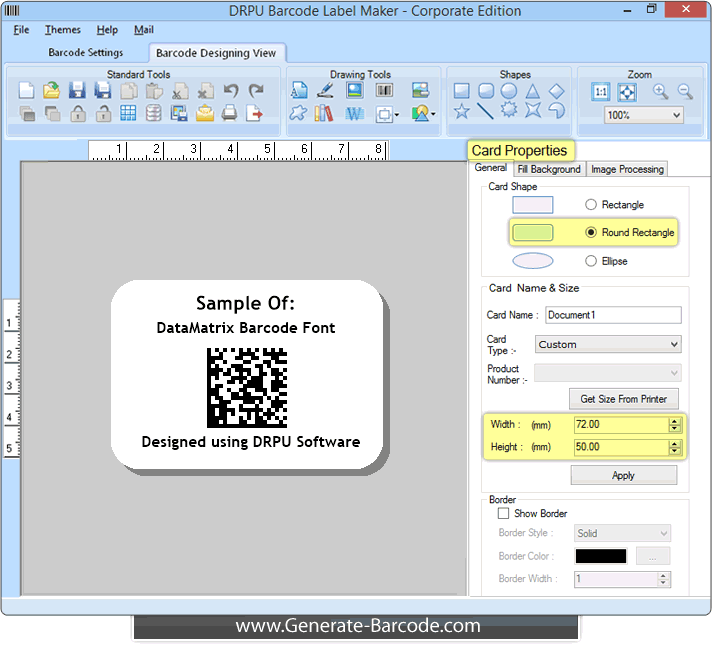 Design and print DataMatrix Barcode Font – Generate-Barcode.com