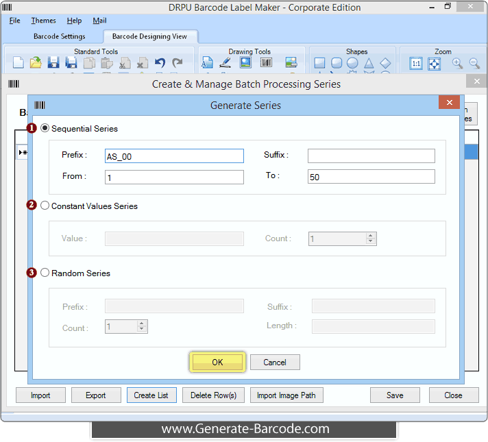 Batch Processing with Barcode Designing View – Generate-Barcode.com
