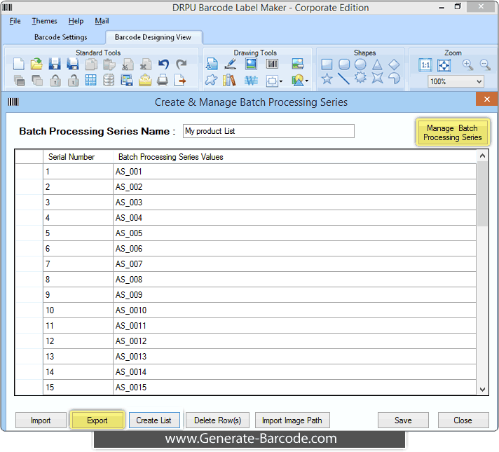 Batch Processing with Barcode Designing View – Generate-Barcode.com