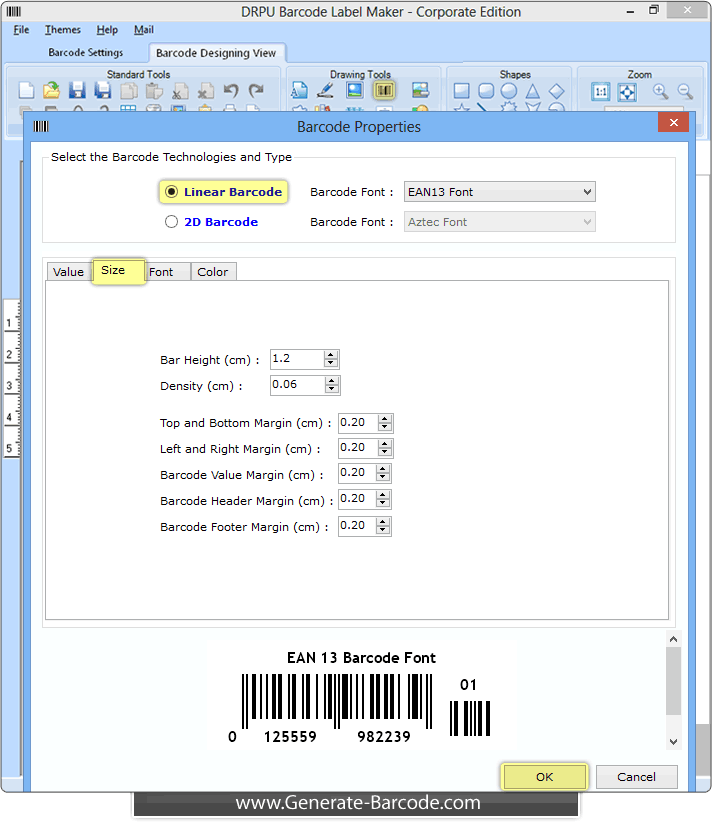EAN 13 barcode font designed by Generate-Barcode.com software