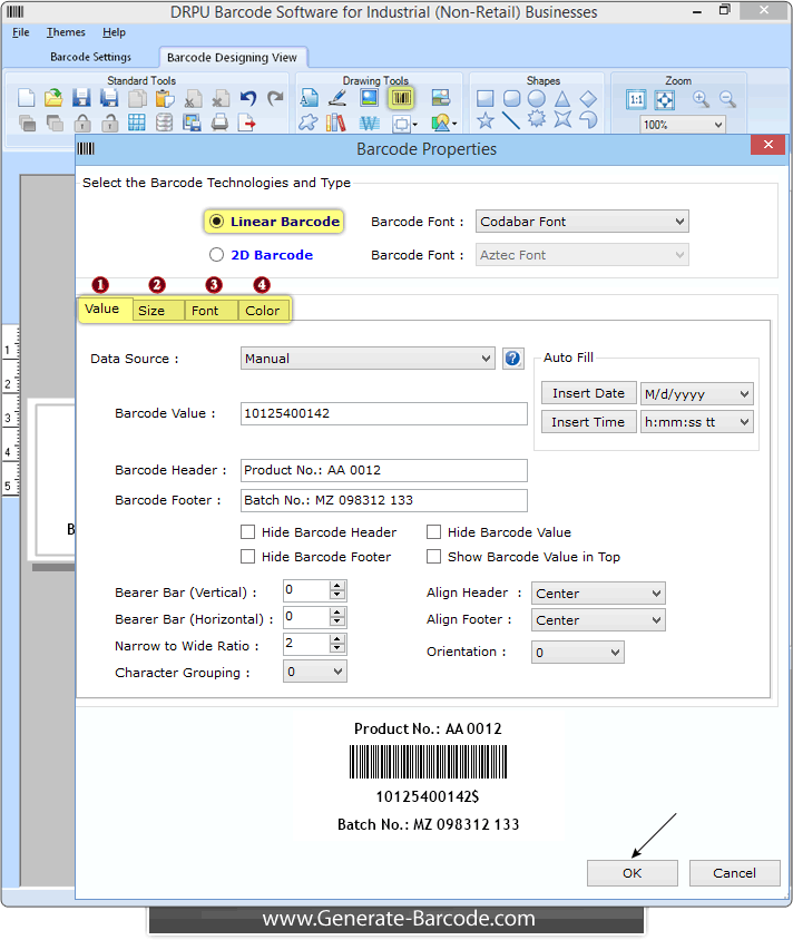 Industrial Warehousing Barcode Software Screenshots - Generate-Barcode.com