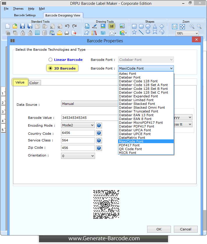 Design And Print Maxicode Barcode Font Generate