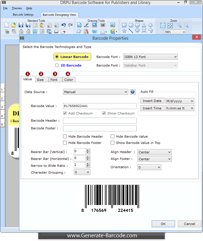Publisher Library Barcode Software screenshots - Generate-Barcode.com