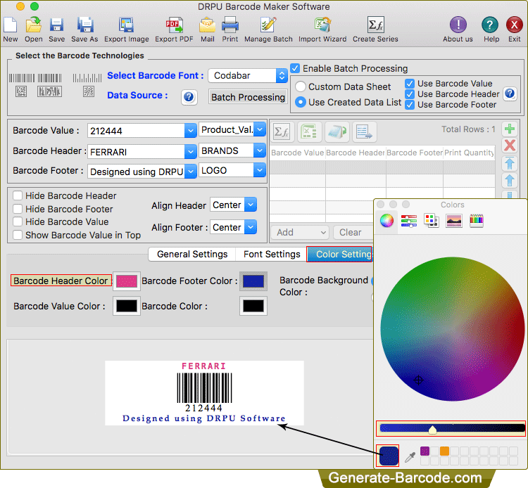 Mac OS X Barcode Software screenshots - Generate-Barcode.com