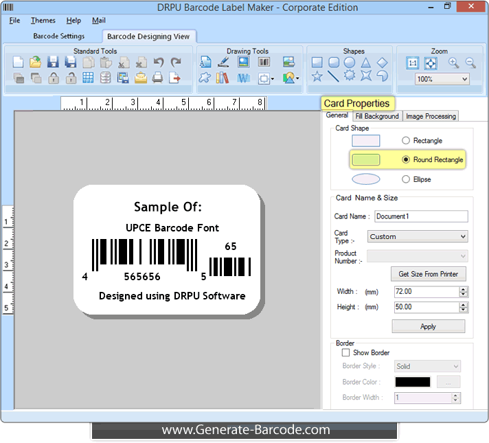 Generate Upce Barcode Linear Font With Designing View Generate