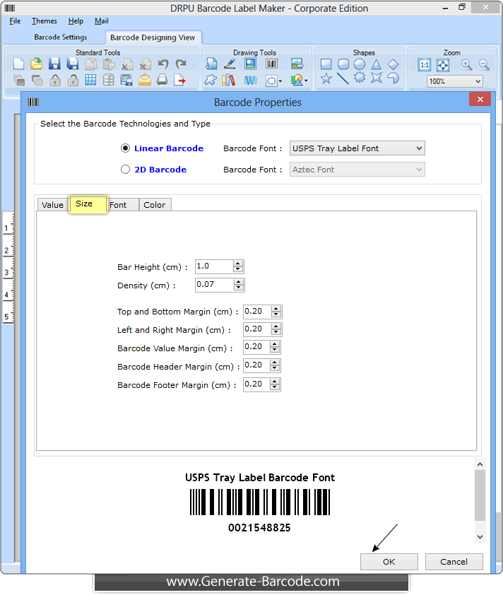 DRPU Barcode Maker USPS Tray label font image – Generate-Barcode.com